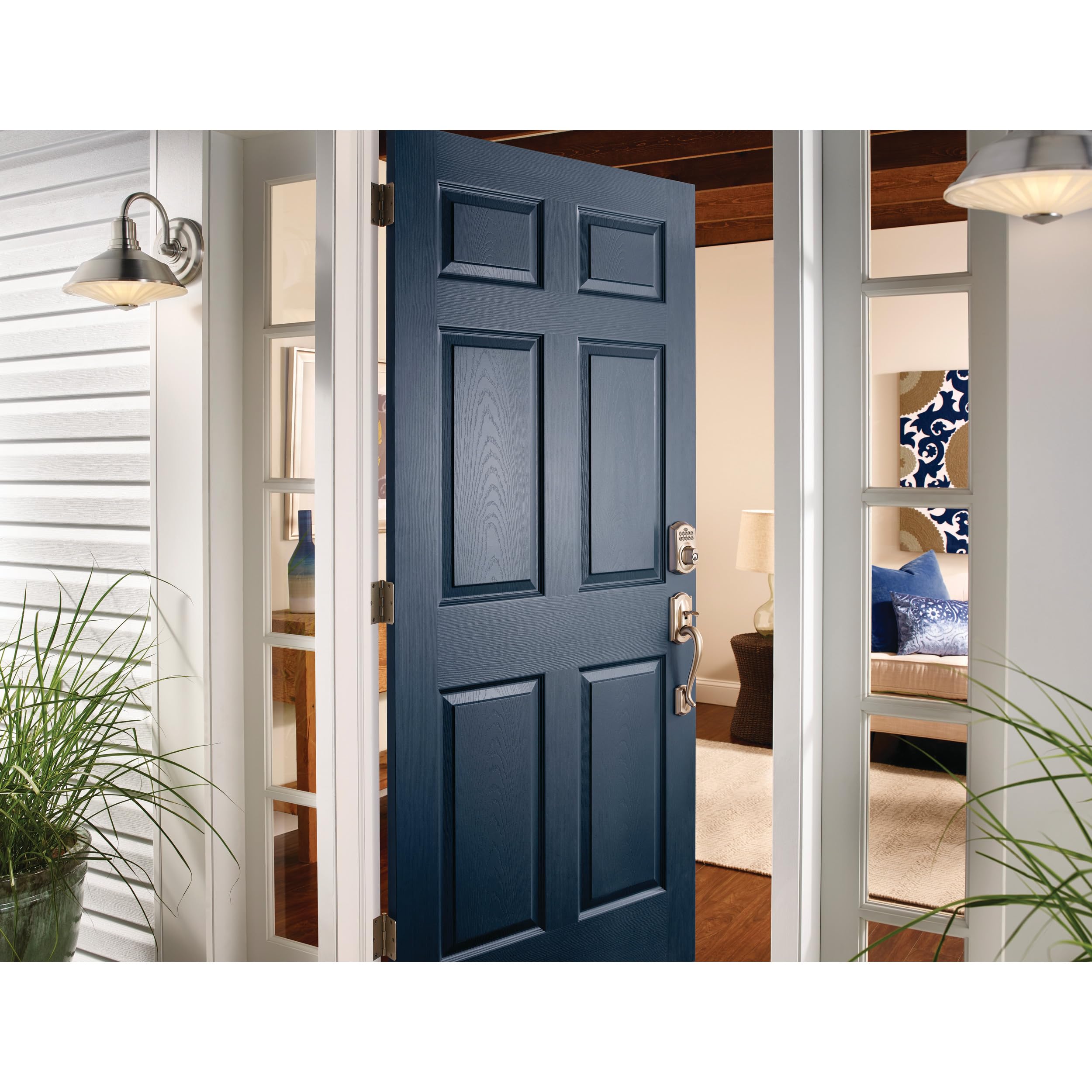 Schlage BE365 V CAM 619 Camelot Keypad Deadbolt, Electronic Keyless Entry Lock, Satin Nickel