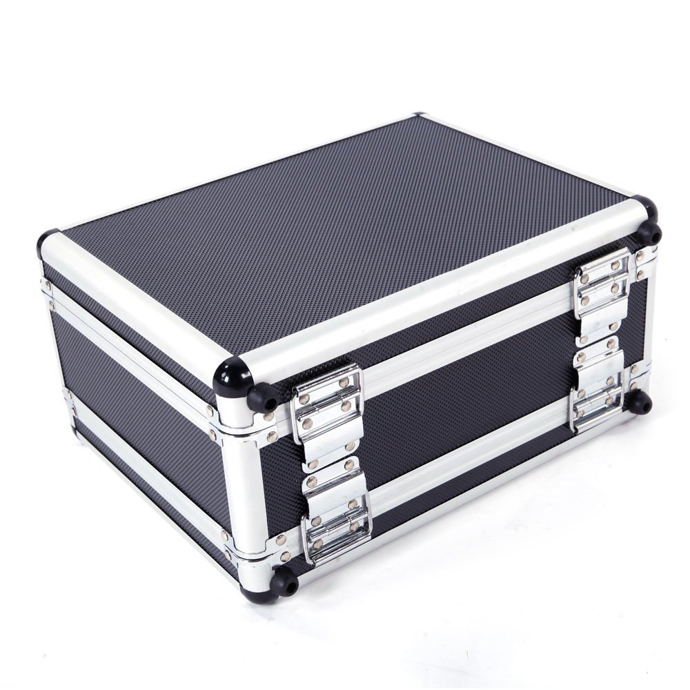 SSLine Portable Aluminum Hard Pistol Case Locking Handgun Security Box with 2 Separate Compartments Safe Lock Storage Gun Case with Thick Foam Padded - 11.81" L x 9.05" W x 5.91" H