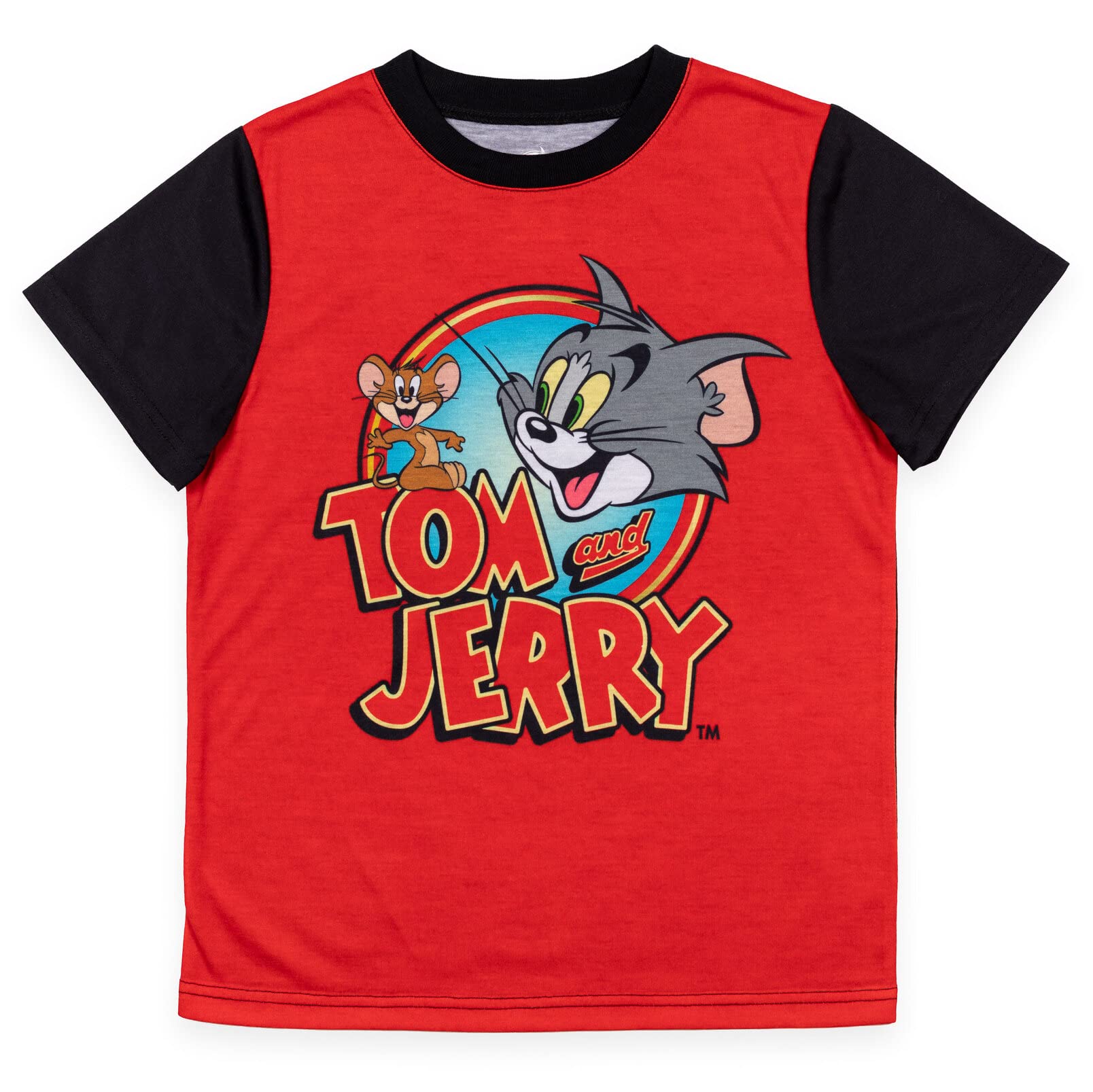 Tom and Jerry Looney Tunes Little Boys Pajama Shirt and Shorts Red/Black 4