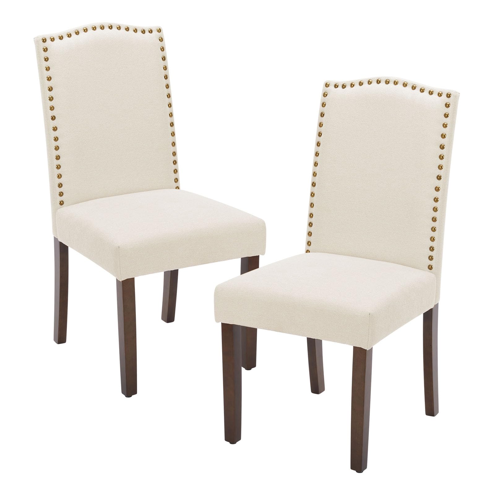 Sweetcrispy Dining Chairs Set of 2, Kitchen Chairs, Modern Upholstered Fabric Dining Room Chair with Nailhead Back and Wood Legs