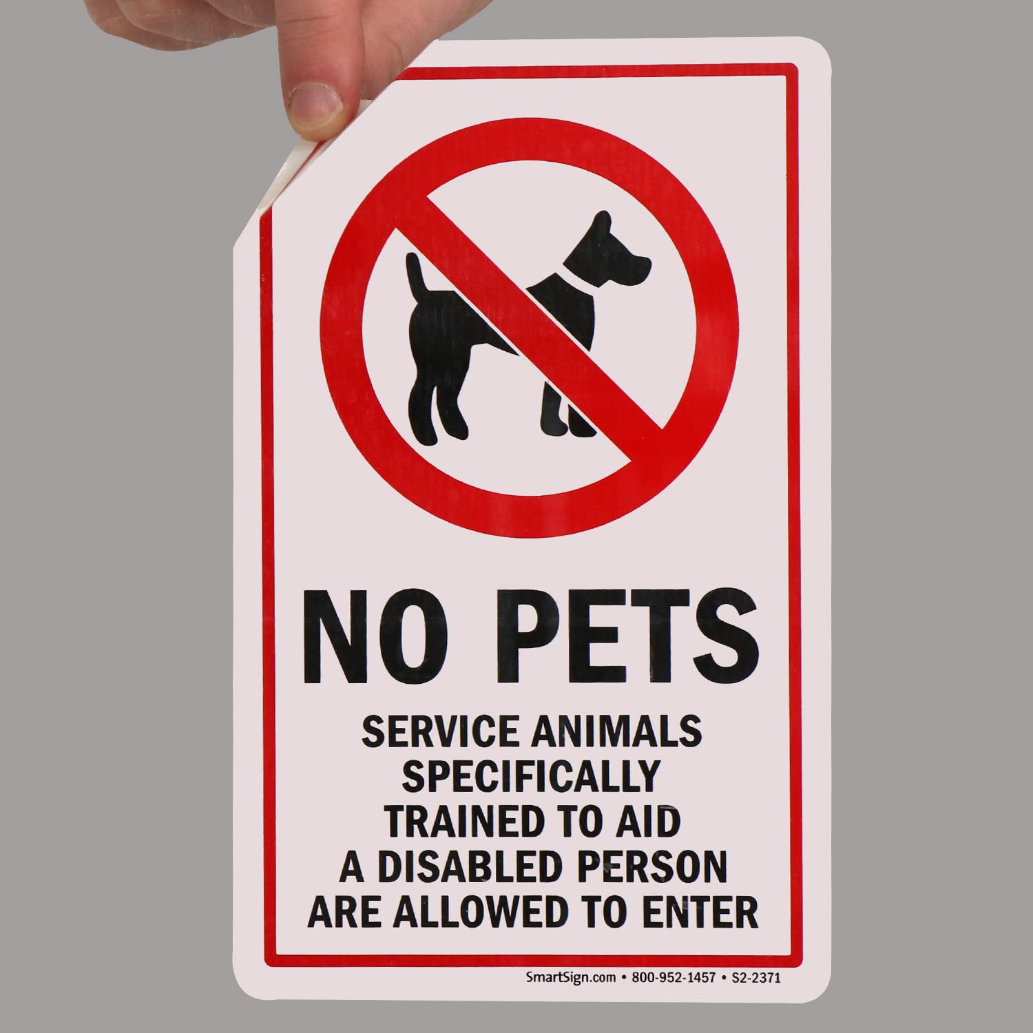 SmartSign “No Pets, Service Animals Specifically Trained To Aid A Disabled Person Are Allowed To Enter” Glass Door Decal | 8"x5" Polyester
