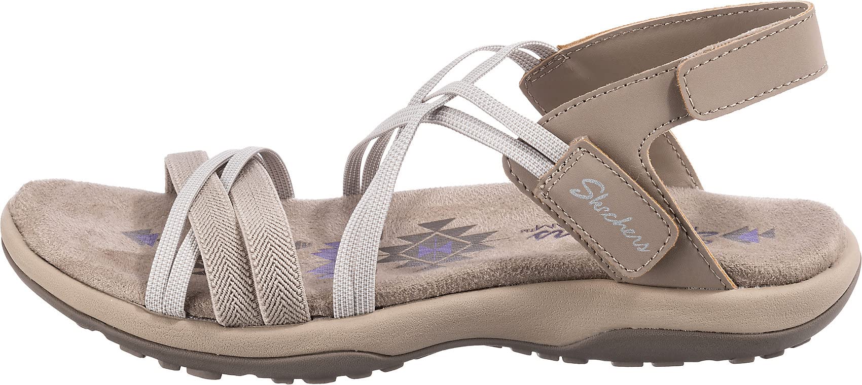 Skechers Women's Reggae Slim-Takes Two Flat Sandal, Taupe, 6 Wide