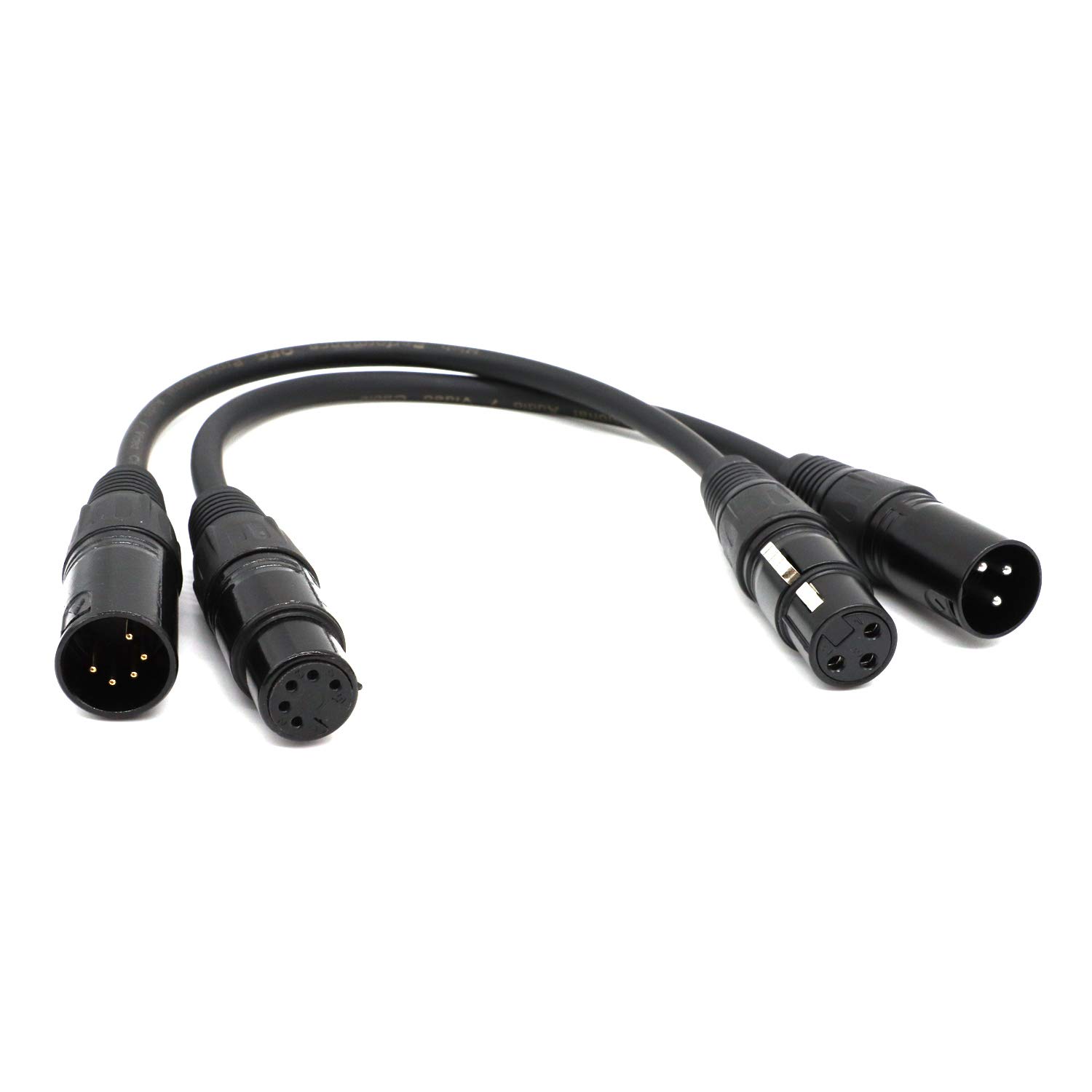 SiYear XLR Male 3 Pin to XLR Female 5 Pin & XLR Female 3 Pin to XLR Male 5 Pin Audio Cable, for Microphone DMX Stage Light Turnaround Etc(1Set / 2Pack
