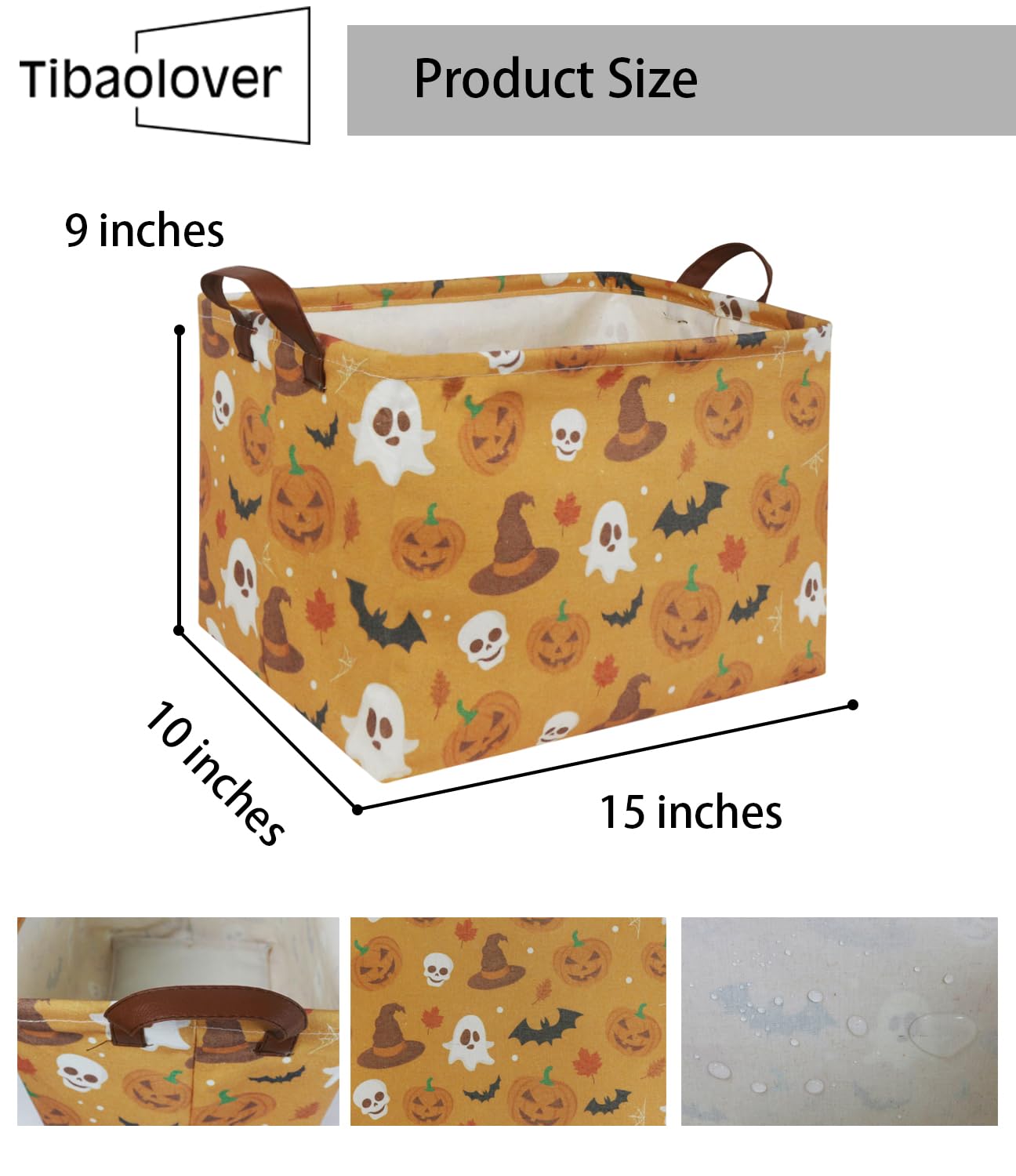 TIBAOLOVER Halloween Basket Cute Halloween Baskets for Kids Skull Pumpkin Basket Rectangular Toy Storage Bin Organizer Box Room Decor for Halloween Parties(Halloween Basket)