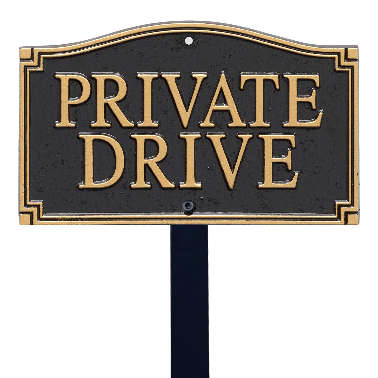 SmartSign “Private Drive” GardenBoss Statement Plaque | 5.75" x 9.5" Aluminum Plaque with 18" Black Lawn Stake