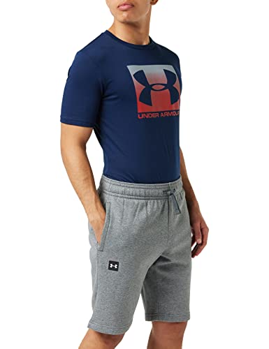Under Armour Men's Rival Fleece Shorts , Pitch Gray Light Heather (012)/Onyx White , Large