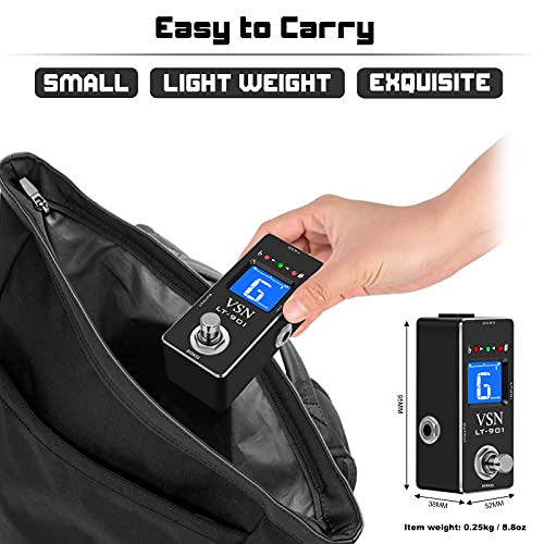 VSN Tuner Pedal,Chromatic Guitar Tuner Pedal Fast and Accuate Tuner for High Precision ± 1 Cent with Pitch Indicator for Electric Guitar and Bass True Bypass LT-901