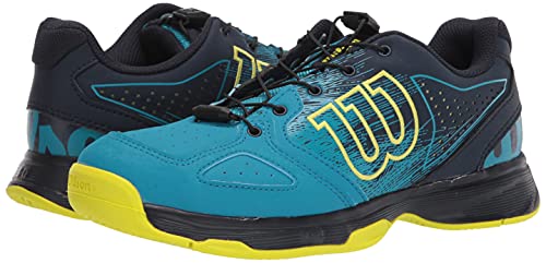 Wilson KAOS Junior QL Tennis Shoe, Barrier Reef/Navy Blazer/Lime Popsicle, 4.5 US Unisex Big Kid