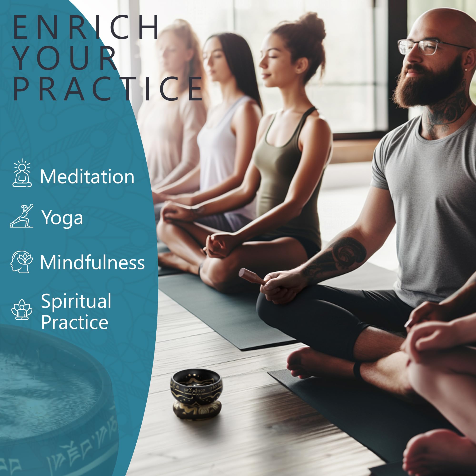 Tibetan Singing Bowl Set β Authentic Hand-Tuned Sound Bowl for Meditation β Complete Meditation Bowl Kit with Cushion, Mallet, Box & Guide β Perfect Tibetan Bell for Yoga, Relaxation, & Sound Healing