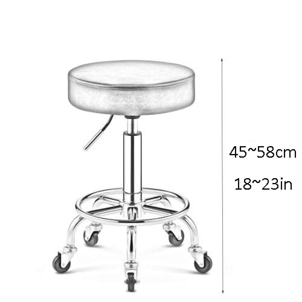 Rugs Kids Desk Stool with Wheels,Office Essentials Stool with Yellow PU Synthetic Leather Seat,Adjustable Height 45-58 cm,Supported Weight 160 Kg,Dental Stoolsfor Home Office