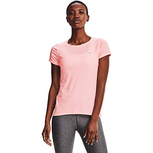 Under Armour Womens HeatGear Armour Short-Sleeve T-Shirt , Beta Tint (658)/Metallic Silver , Large