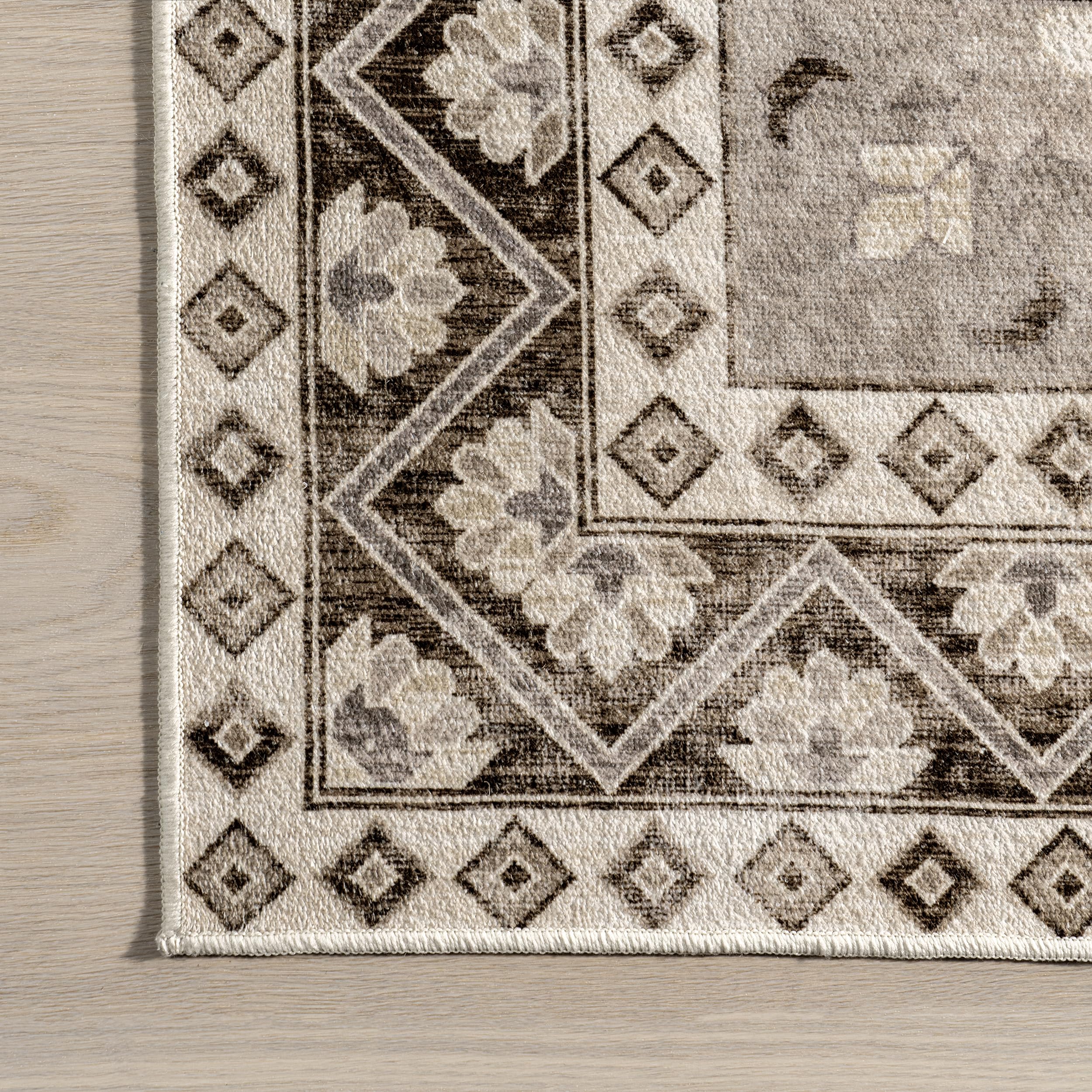 Rugs USA x Lauren Liess Clovebud Geometric Machine Washable Area Rug, 9x12, Beige