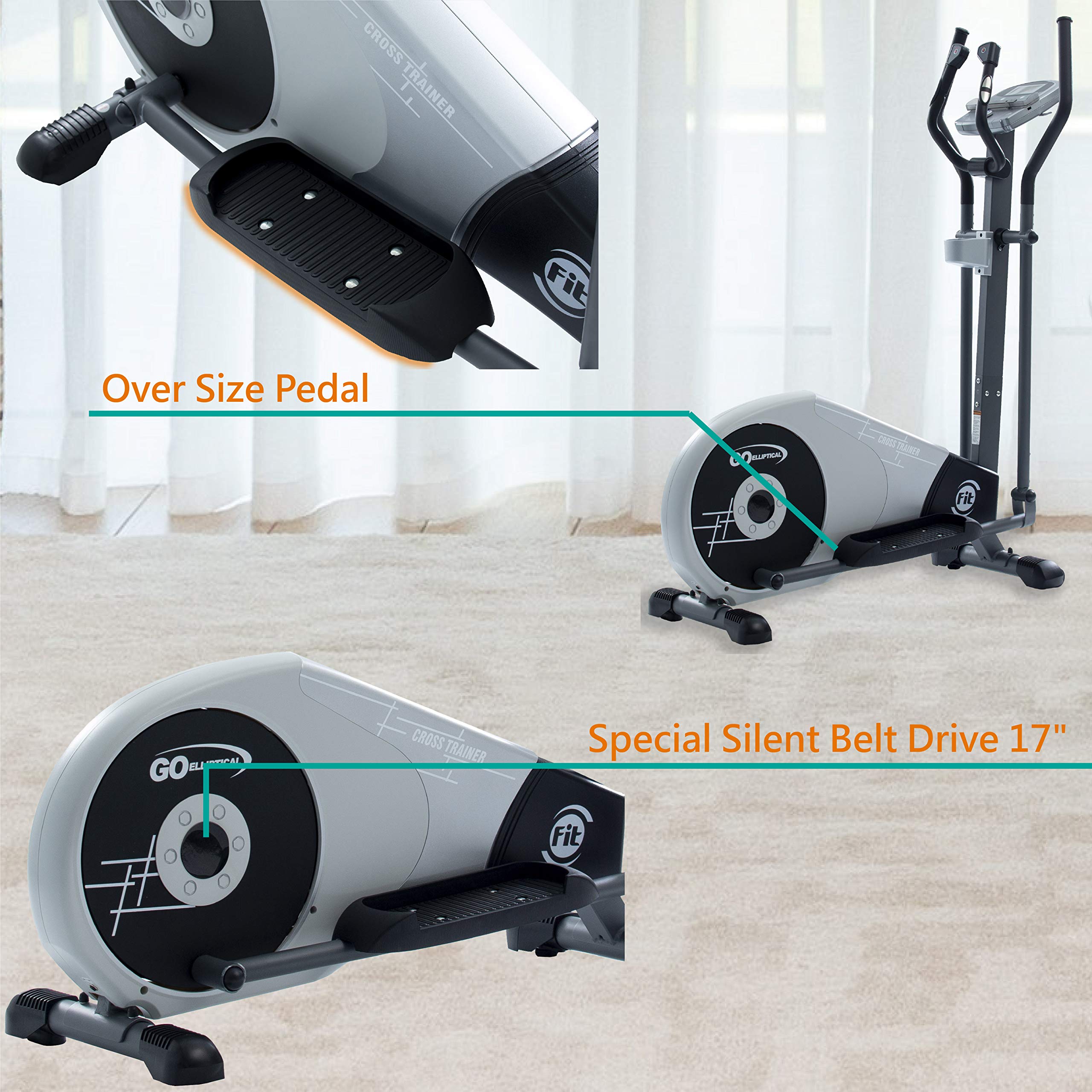 V-200T Standard Stride 17” Programmable Elliptical Exercise Cross Trainer Machine for Cardio Fitness Strength Conditioning Workout at Home or Gym
