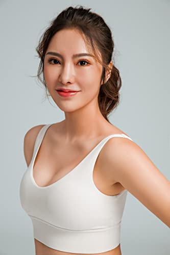 yooisa Sports Bra for Women Soft and Comfy for Hangout (Large, Ivory White)