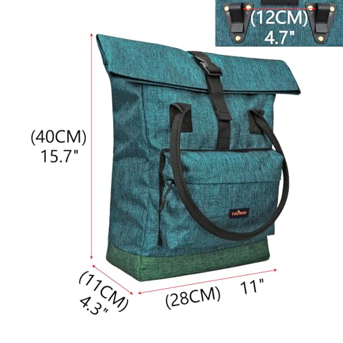 TOURBON Nylon Roll-top Clip-On Bike Panniers Women's Shoulder Tote Bag (Blue)