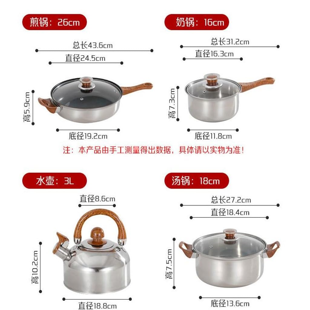 TAOBAO Kitchen Ware Export Wood Grain Detachable Handle, Stainless Steel 12 Piece Set, Non Stick Pot Set