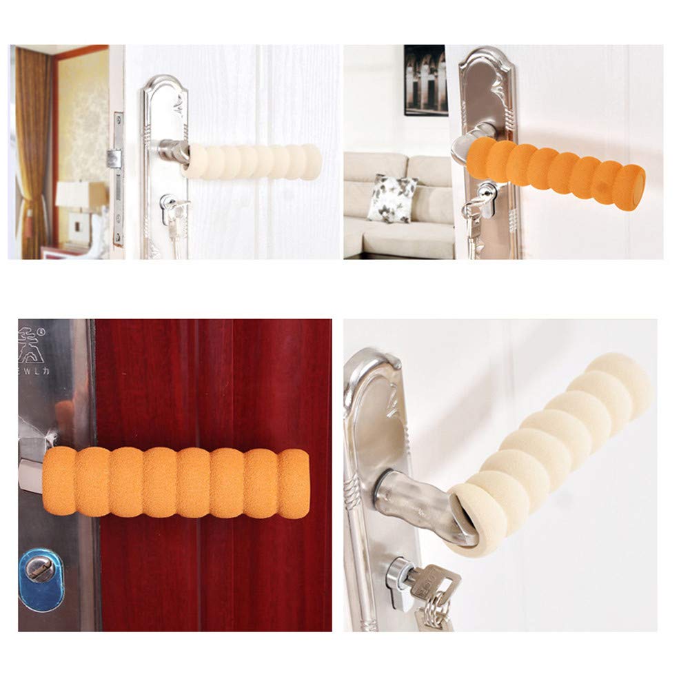 Yafeco 6 Pcs Anti-Collision Door Handle Cover,Door Pull Protective Sleeve Child Safety Super Soft Foam Safety Spiral Cover for Hot Doors Non-Toxic (Cream)