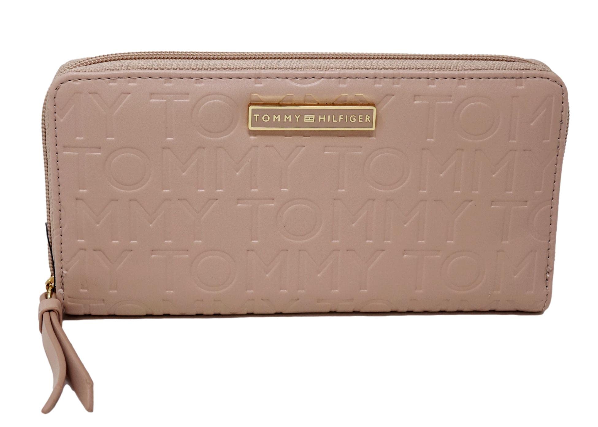 Tommy Hilfiger Women's Blush Pink Logo Debossed Zip Around Wallet Clutch Bag