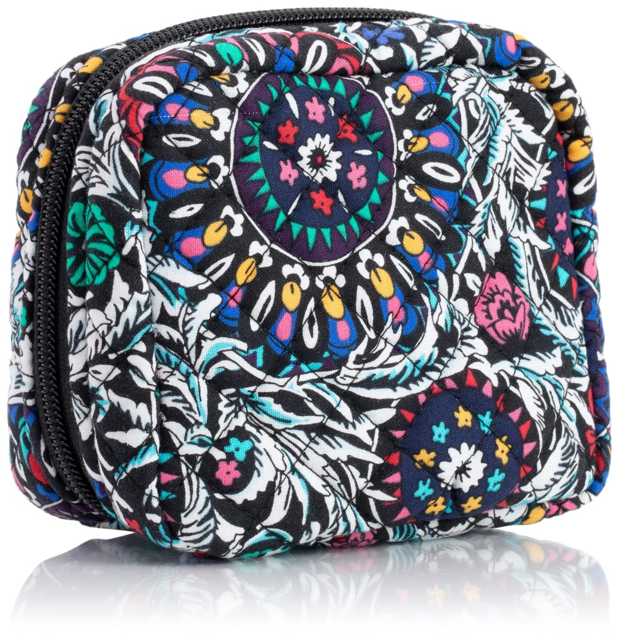 Vera Bradley Women's Cotton Zip-around Mini Tech Organizer Case, Plum Pansies - Recycled Cotton, One Size