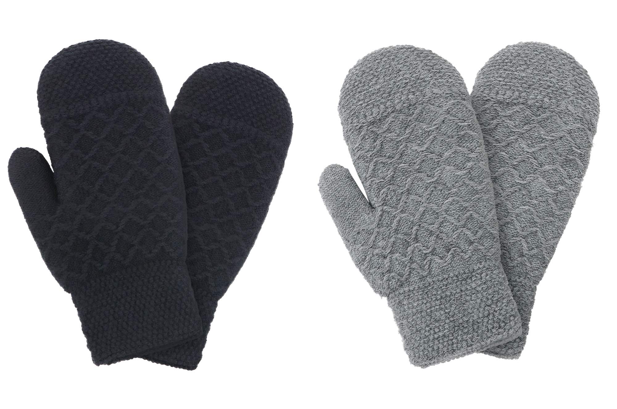 Verabella Womens Mittens Cold Weather Winter Knit Mittens for Women Warm Lining Winter Mittens Women,2 Pairs,Off-white/Black