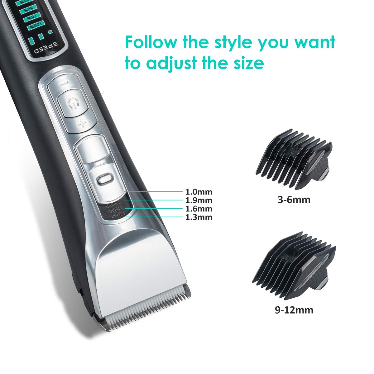 Wellwerks Cordless Hair Trimmer, Hair Clippers Beard Trimmer Gift for a Men Quiet LED DisplayHaircut Kit Cordless USB Rechargeable Waterproof