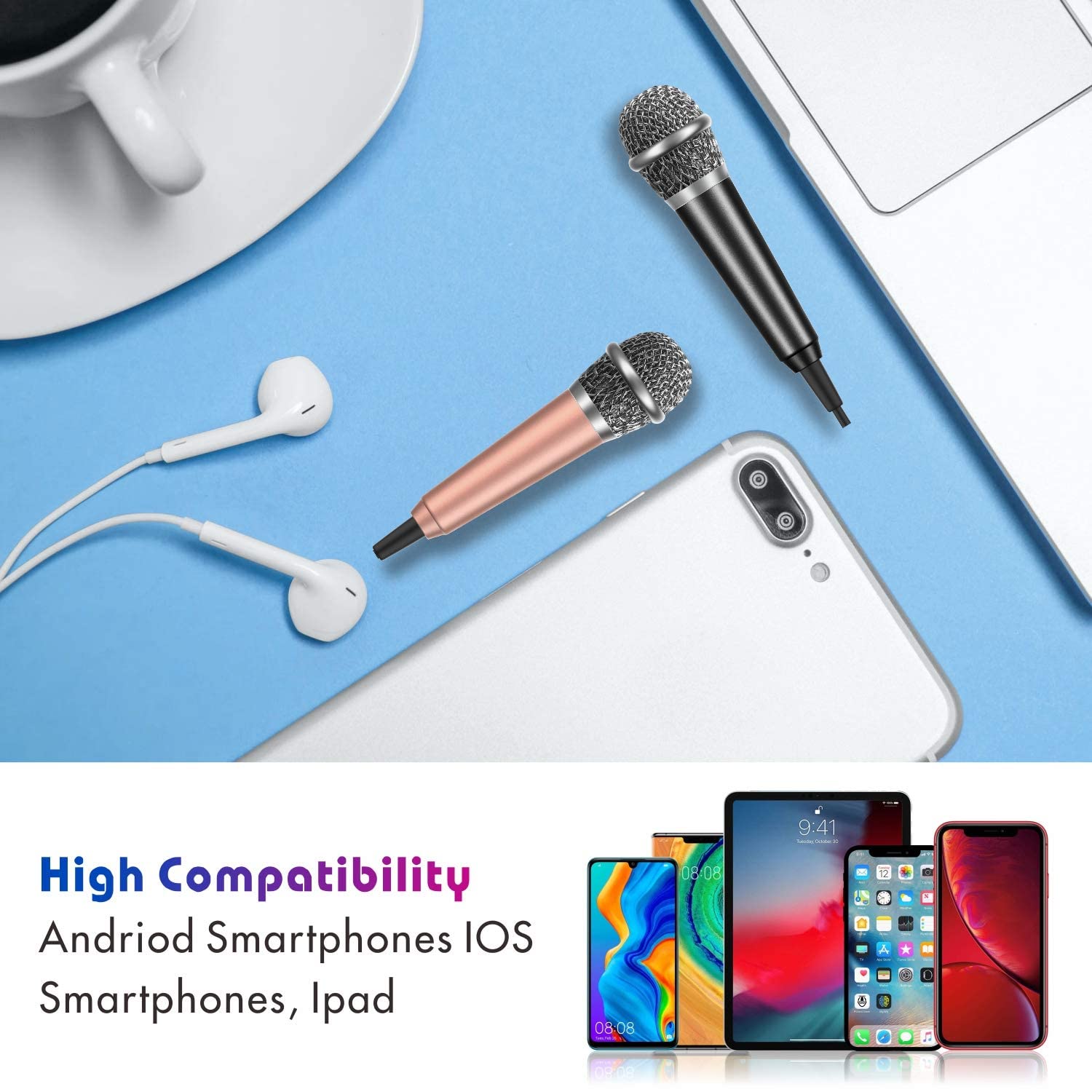 Wootrip Mini Karaoke Microphone, Mini Voice Recording Microphone Portable Karaoke Mic for Singing, Voice Recordingā¦