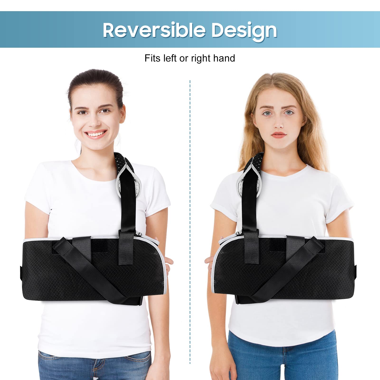 Yosoo Arm Sling, Adjustable Arm Support Brace with Strap and Waistband Shoulder Immobilizer Strap to Relieve Pain and Prevent Injuries, Universal for Left and Right Arms
