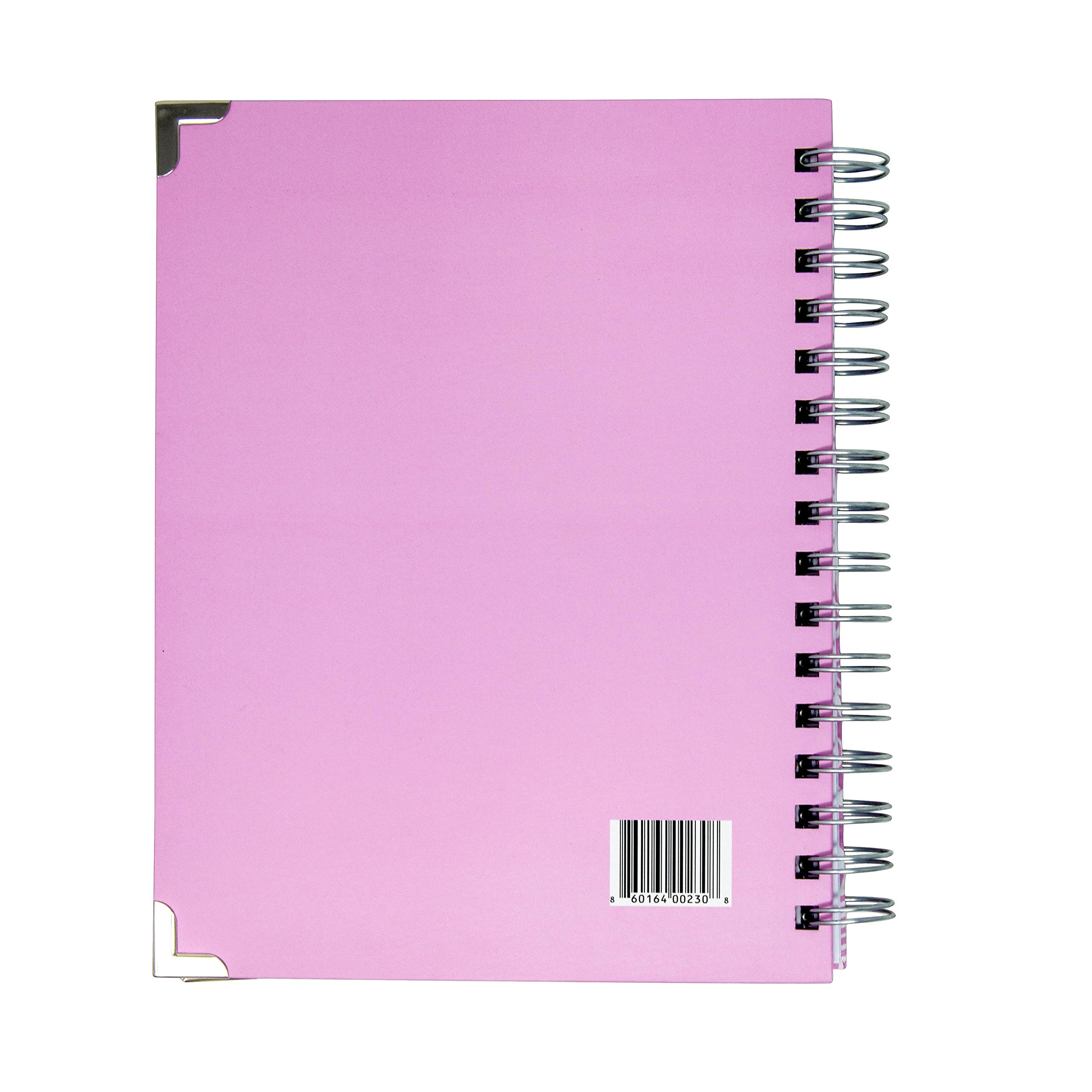Spiral Bound Hardcover Writing Journal Notebook, Pink Mandala Diary, Lined and Blank Pages, 100 gsm, 6.5 x 8.5 inches
