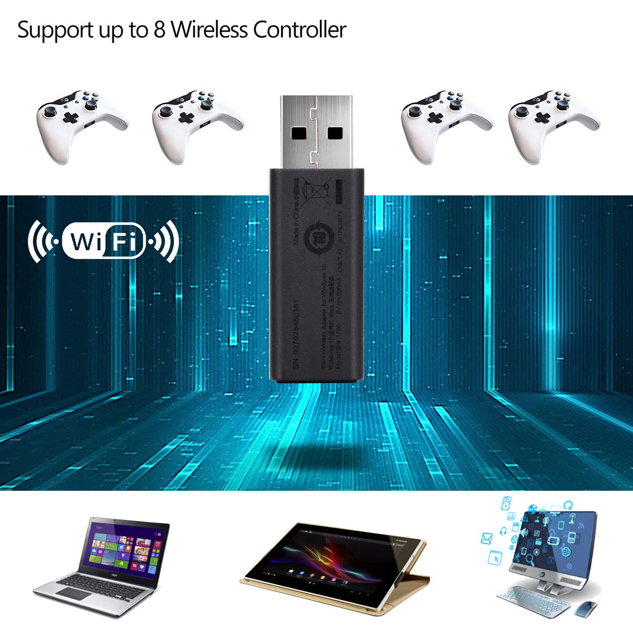 Wireless Adapter Fits for Xbox One/Xbox Series X/S, Usergaing Xbox Wireless Adapter Compatible with Windows 10, 8.1, 8, 7, fit for Xbox One Controller, Elite Series 2 and Xbox One X/S (Black)