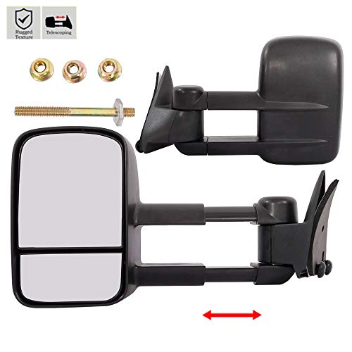 Towing Mirrors Replacement for 1988 1989 1990 C1500 C2500 C3500 C3500 K1500 K2500 K3500 Tahoe Suburban GMC Pickup Truck Driver and Passenger Side Replacement Telescopic Extendable (Manual Extend)