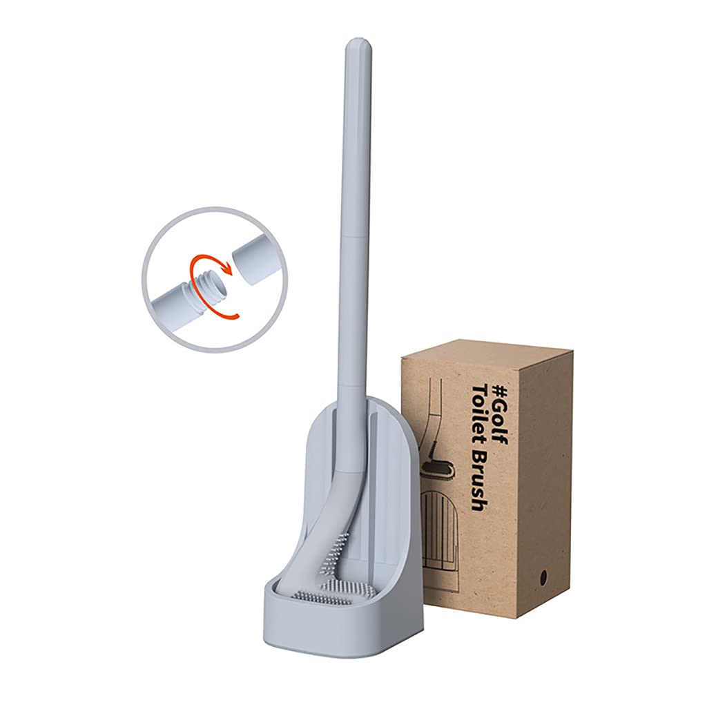 Techinal Golf Silicone Toilet Brush Bathroom Soft Bristles Toilet Bowl Scrubber Brush with Storage Box Bathroom Accessories Toilet Brush and Holder Set for Bathroom Plunger Silicone Cleaner