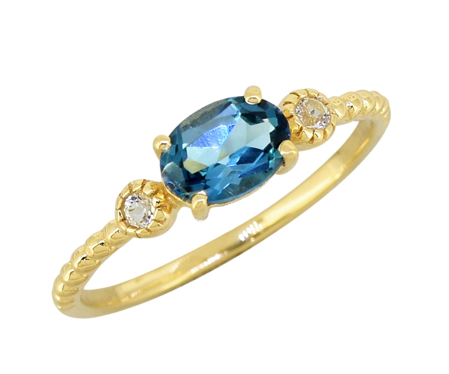 YoTreasure 18kt Gold Over Silver London Blue Topaz Promise Ring