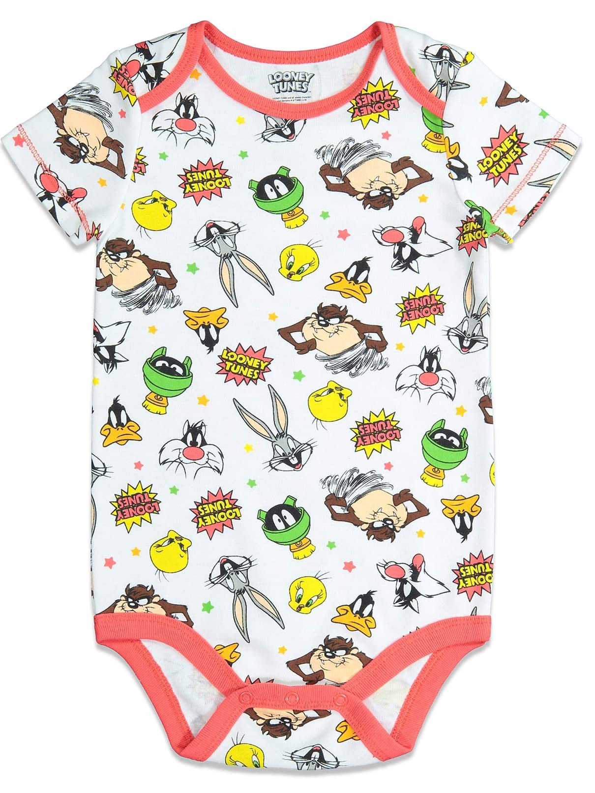 WARNER BROS LOONEY TUNES Buggs Bunny Marvin the Martian Daffy Duck Infant Baby Boys 5 Pack Bodysuits Multi 12 Months