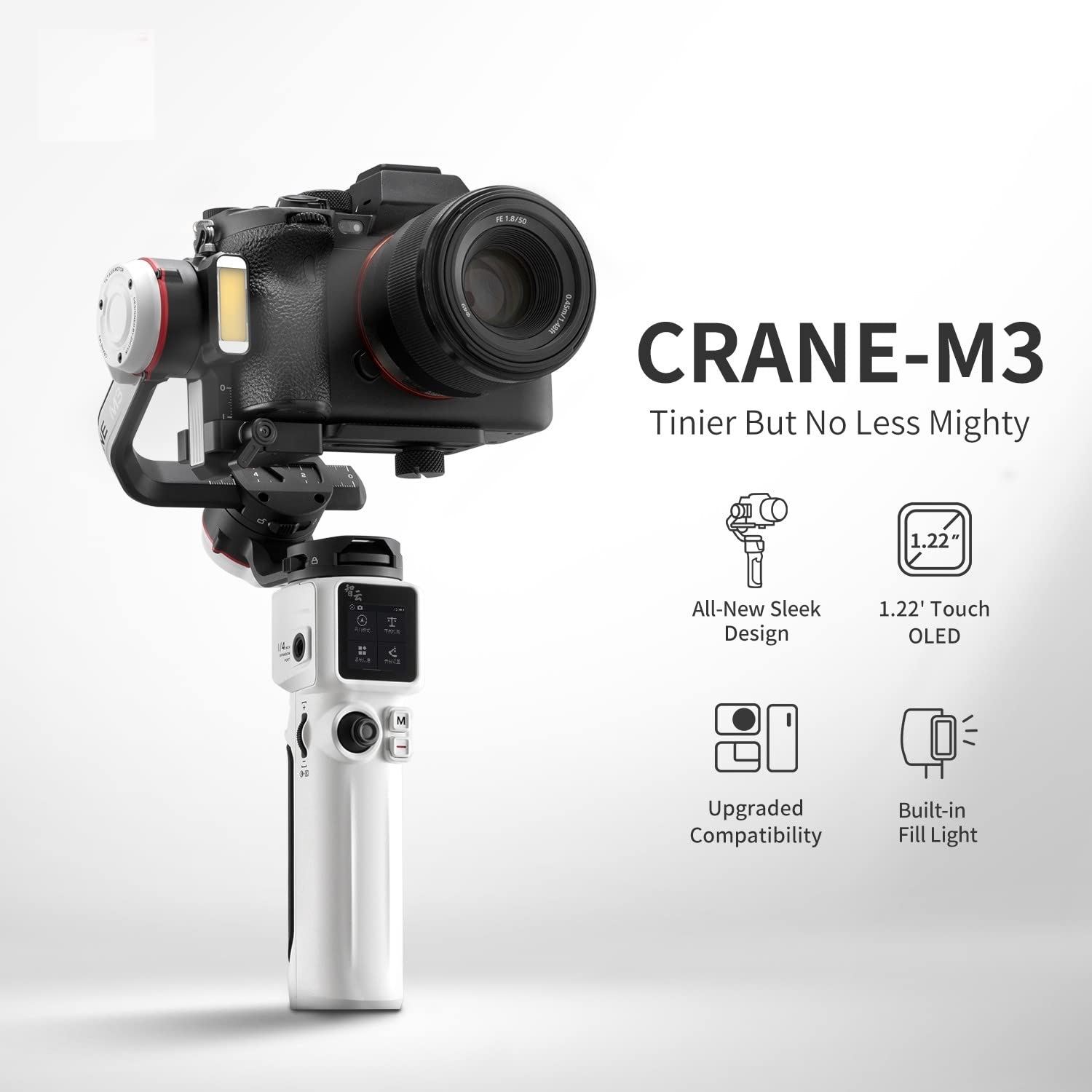 Zhiyun Crane M3 w/Go Pro Mount + Phone Holder All-in-1 3-Axis Handheld Gimbal Stabilizer for GoPro Hero 10/9/8/7/6/5 Sport/Action Mirrorless Cameras Smartphone iPhone 13 Pro Max Mini 12