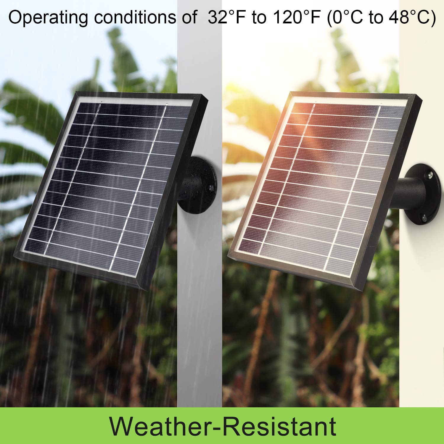 Uogw 3W 6V Solar Panel Charge for Arlo Pro3 and Arlo Ultra Camera, 11ft Magnetic Power Cable(2Pack,Black)