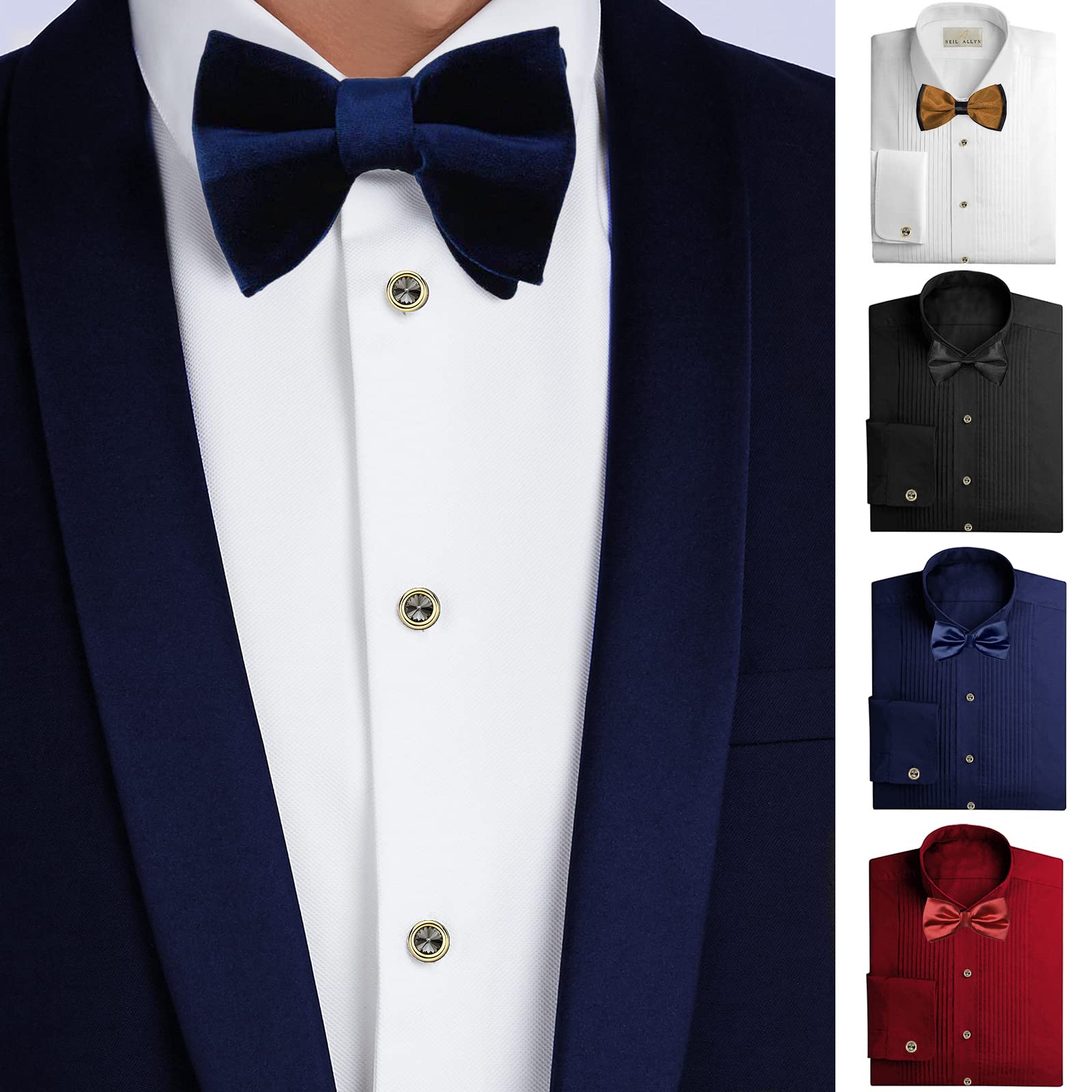 Swarovski Crystal Cufflinks and Tuxedo Studs Sets for Men - Eelegence Dress Sets for Wedding, Party - Rose