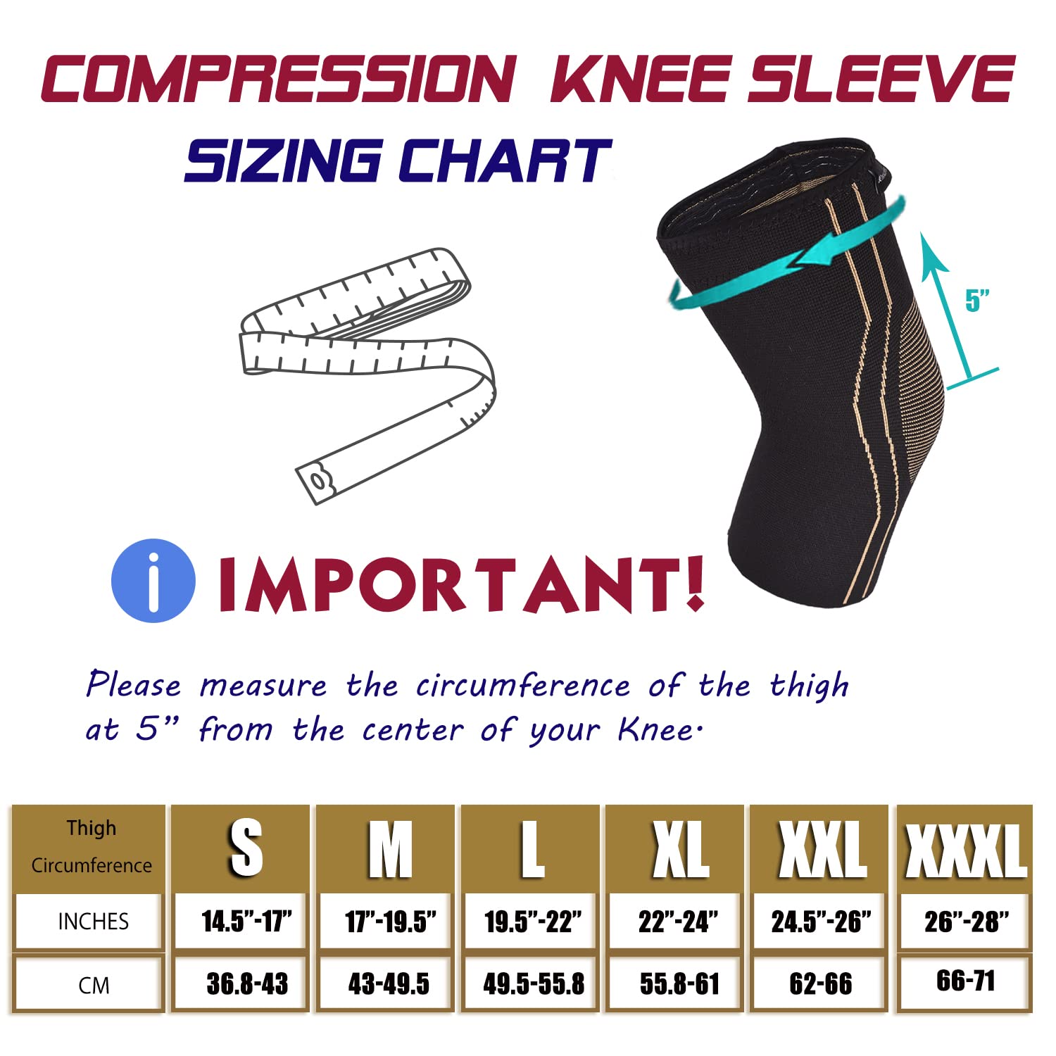 THX4COPPER Sports Compression Knee Brace for Joint Pain and Arthritis Relief, Improved Circulation Support for Running, Jogging, Workout,Gym-Best Knee Sleeve-Large