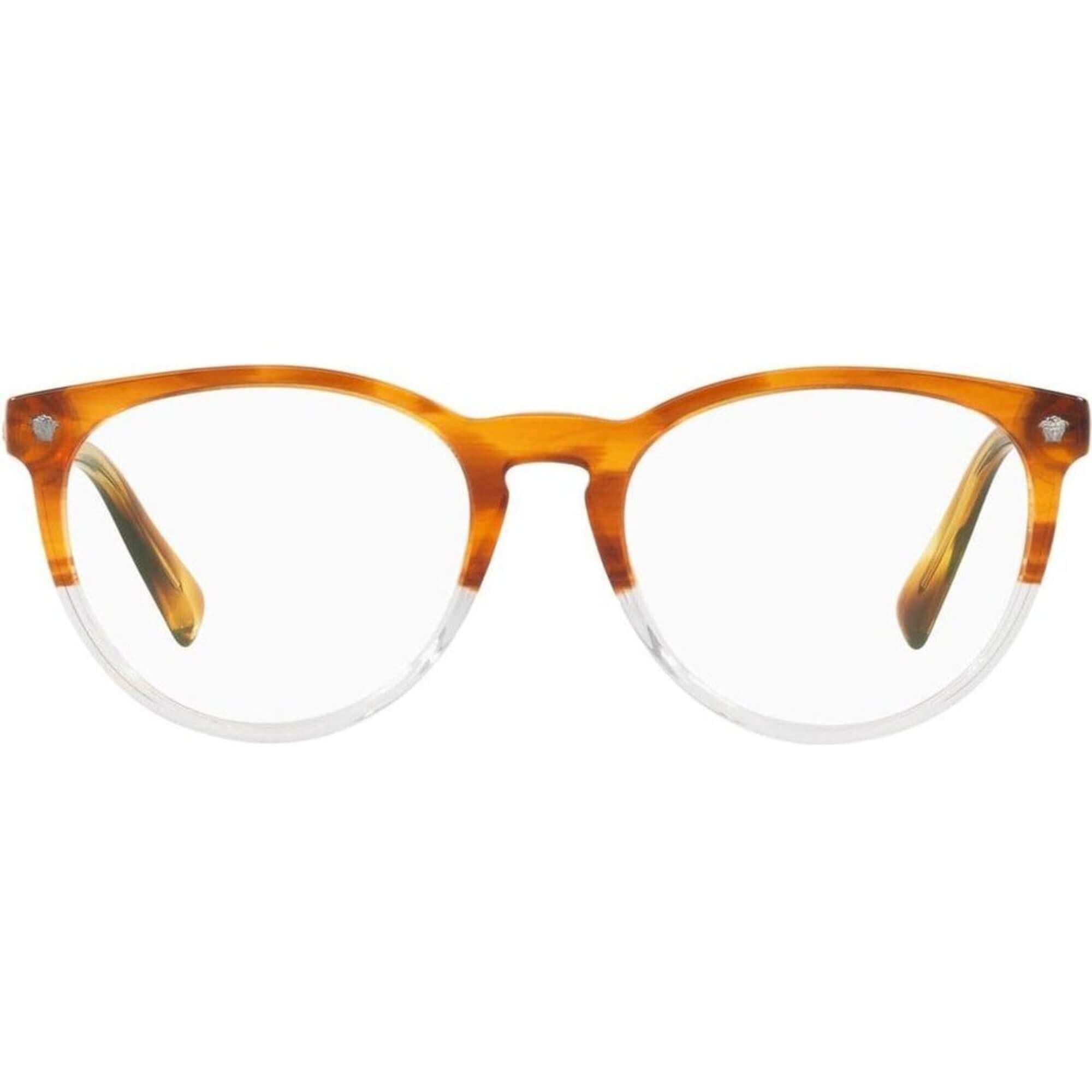 Versace VE3257-5266 Eyeglass Frame Striped Havana/Crstal w/Demo Lens 53mm