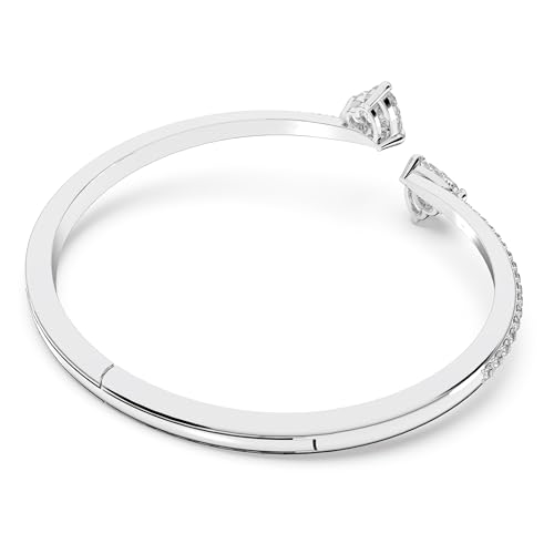 SWAROVSKI Mesmera Bangle Bracelet, Heart-Shaped Clear Crystals on a Rhodium Finish Cuff, Size M, from the Attract Soul Collection