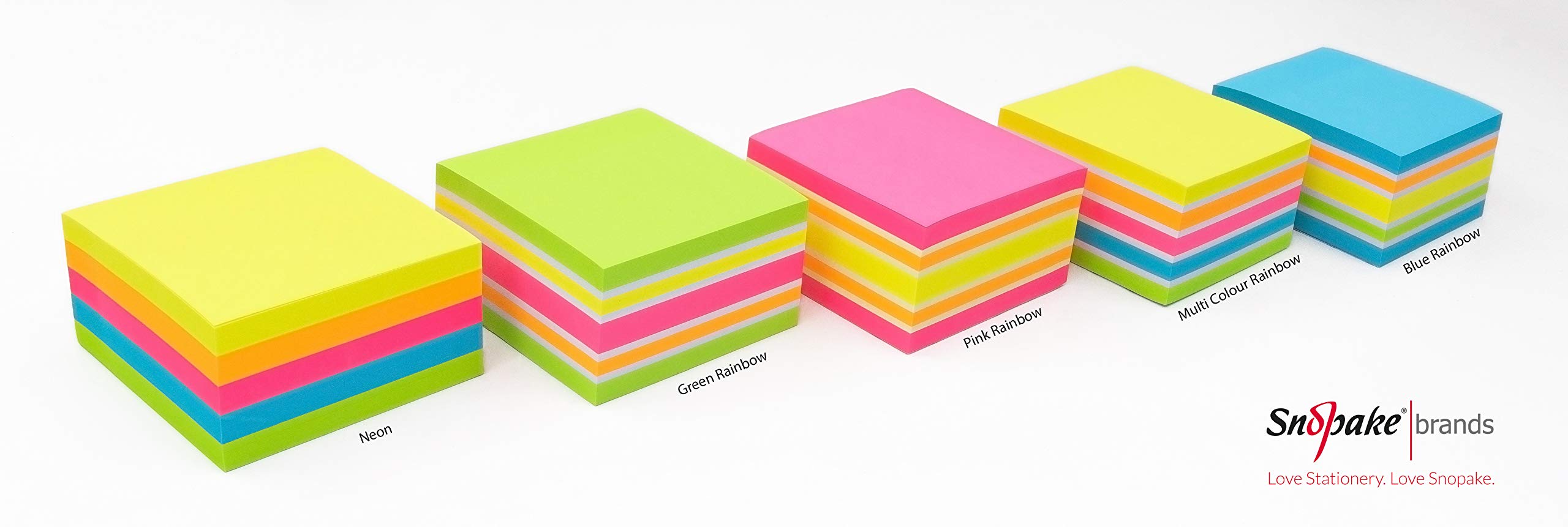 Snopake 76 x 76 mm Pink Rainbow NeonMix Sticky Notes [Cube of 450 Sheets] 15759