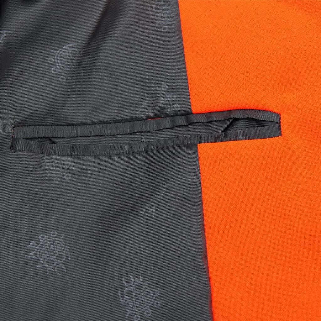 U LOOK UGLY TODAY Men's Party Suit Solid Color Prom Suit for Themed Party Events Clubbing Jacket with Tie Pants Fluorescent Orange-Large