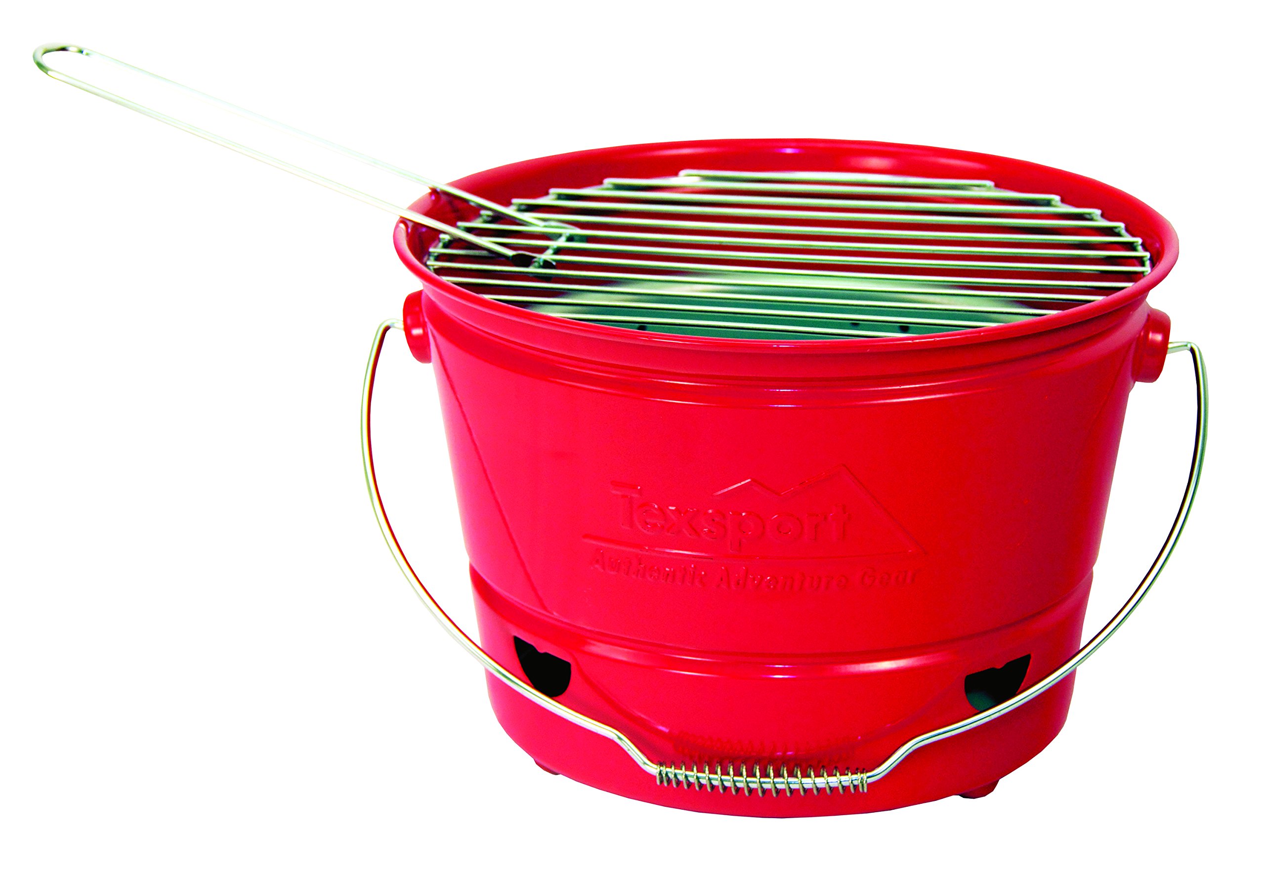 Tex Sport Portable Barbecue BBQ Bucket Grill, Red (15099)