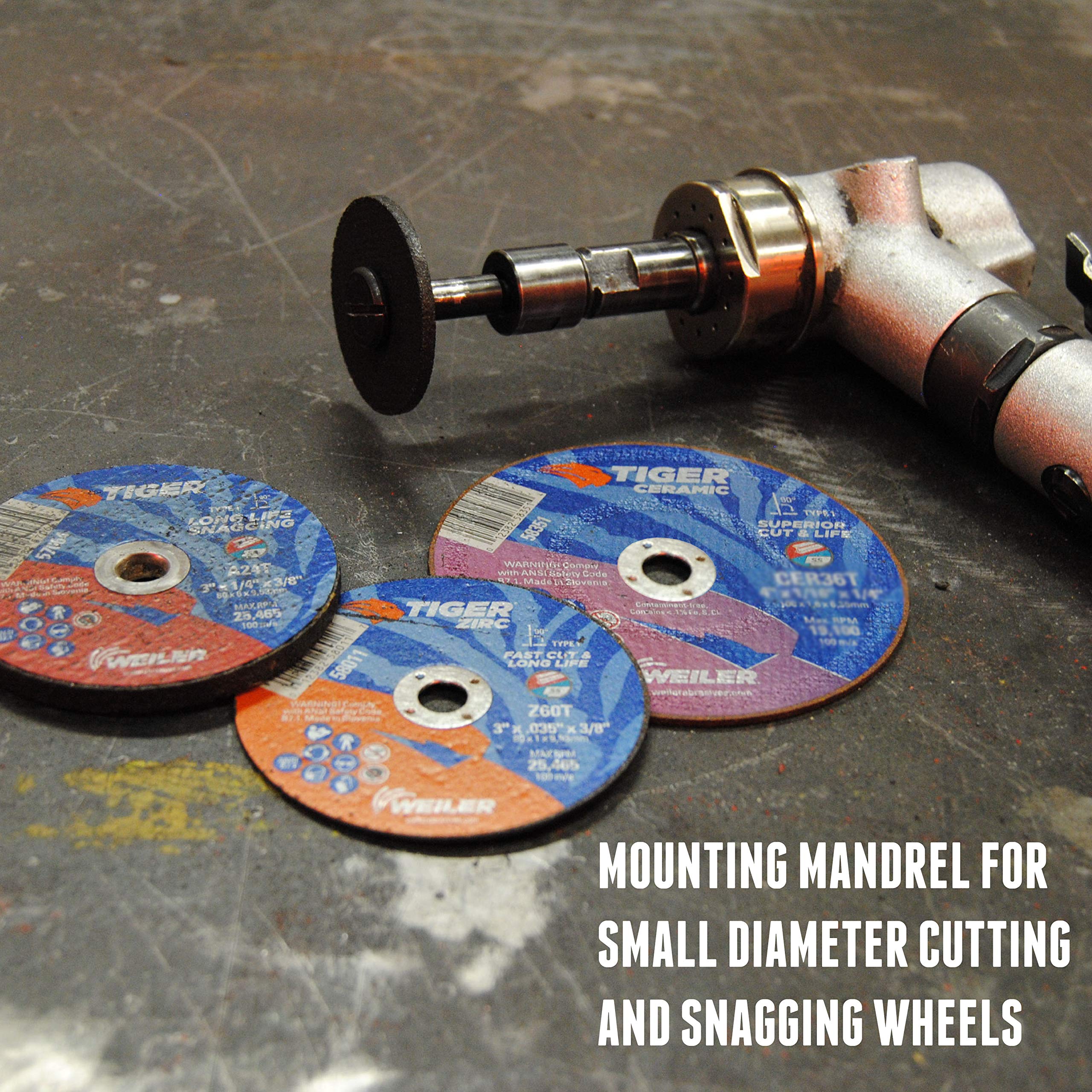 Weiler 56490 Mounting Mandrel For Cut-Off Wheels W/3/8" Arbor Hole, 1/4" Stem