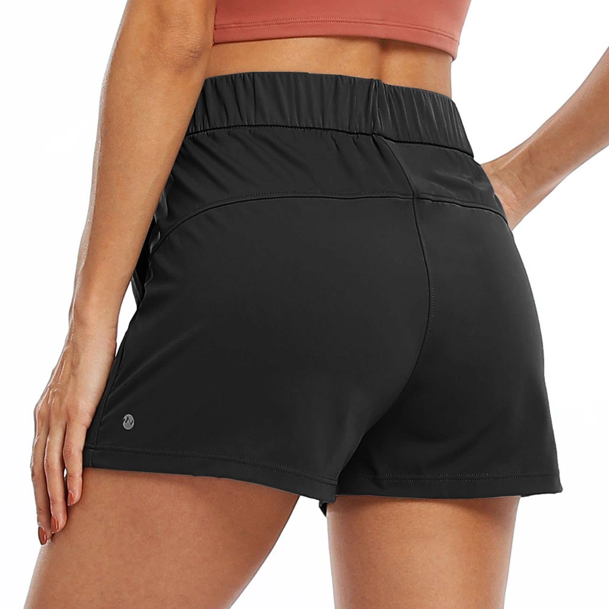 Willit Women's Shorts Hiking Athletic Shorts Yoga Lounge Active Workout Running Shorts Comfy Casual with Pockets Black M