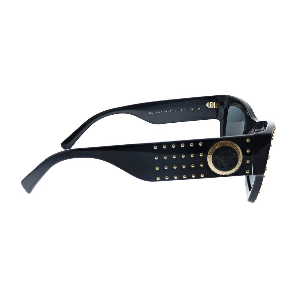Versace VE 435 GB1/ Black/Gold Plastic Rectangle Sunglasses Grey Lens