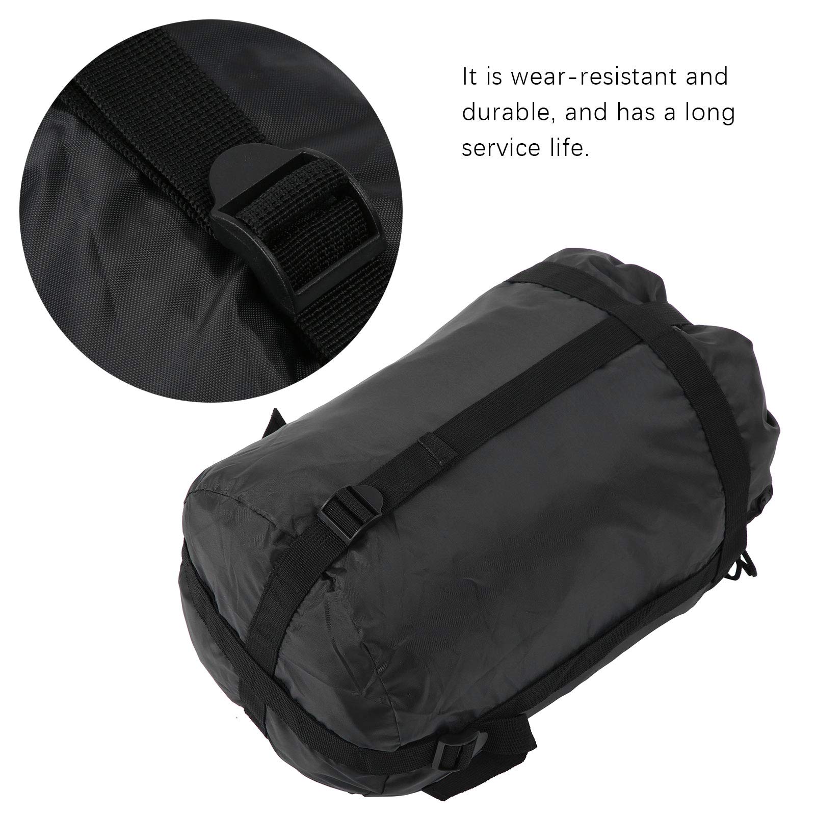 Yencoly Sleeping Bag Storage Bag, Wear-Resistant Portable Oxford Cloth Fabric Black Compression Bag, Durable for Mountaineering Compact Camping