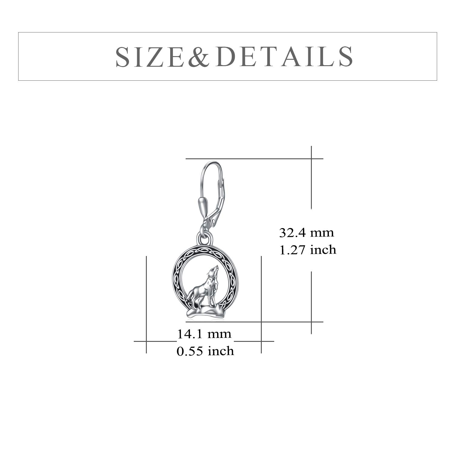 YFN Viking Wolf Dangle Drop Earrings Sterling Silver Norse Celtic Wolf Moon Earrings for Women (Wolf Earrings)