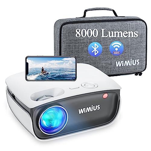 WiMiUS Portable Mini Projector with 5G WiFi and Bluetooth, 1080P Support Outdoor Movie Projector