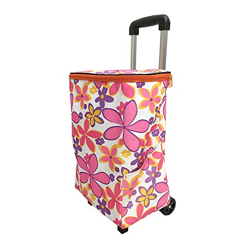 YGCBL Multifunction Portable Hand Trucks,Trolleyshopping Trolley Aluminum Alloy Oxford Cloth Retractable Handle Rubber Wheel High Capacity, Load 15 Kg, 3 Colors,B
