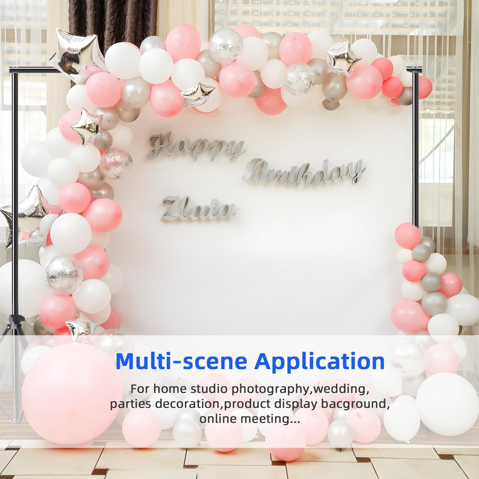 Upgraded Backdrop Stand - PHOPIK 6x9ft Adjustable Photoshoot - Backdrop Stand for Parties - Background Support System Kit for Photography Studio with Clamp, Sand Bag, Carry Bag